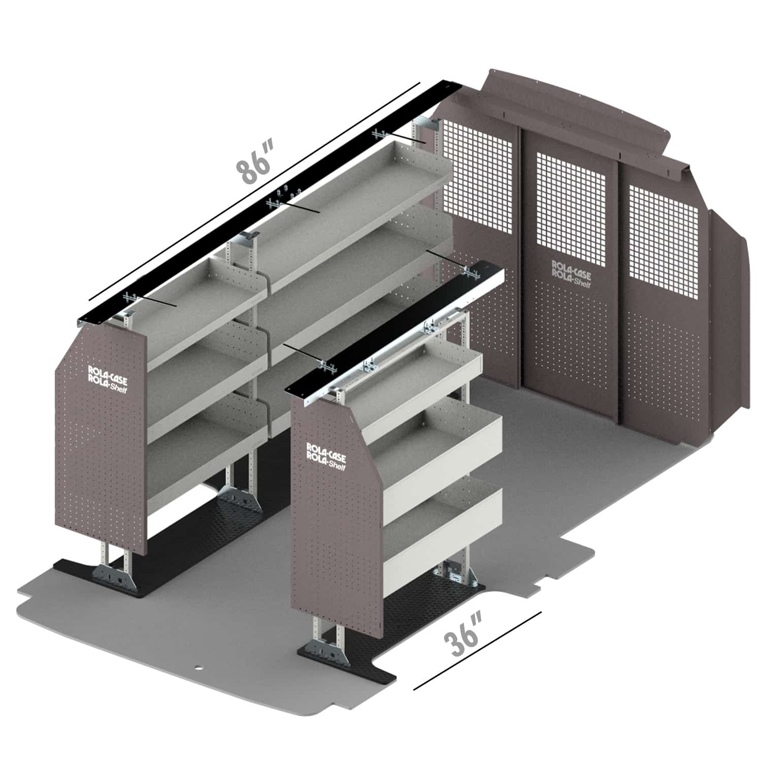 Rola-Case Basic Bin Package for Ford Transit - 130-in WB - Low Roof ...